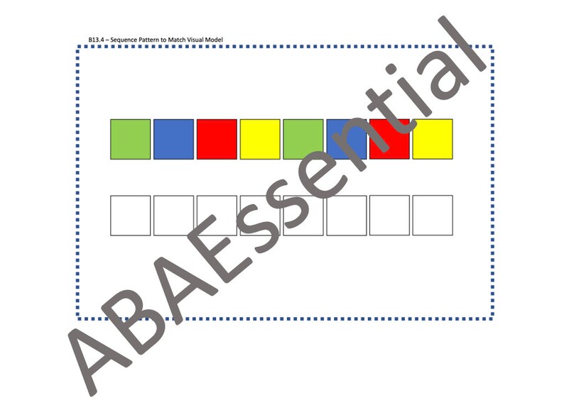 ABLLS-R B13 Materials Sequence Pattern to Match a Visual Model blocks ...