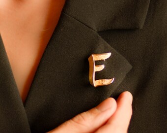 Gold Letter E Brooch - Etsy