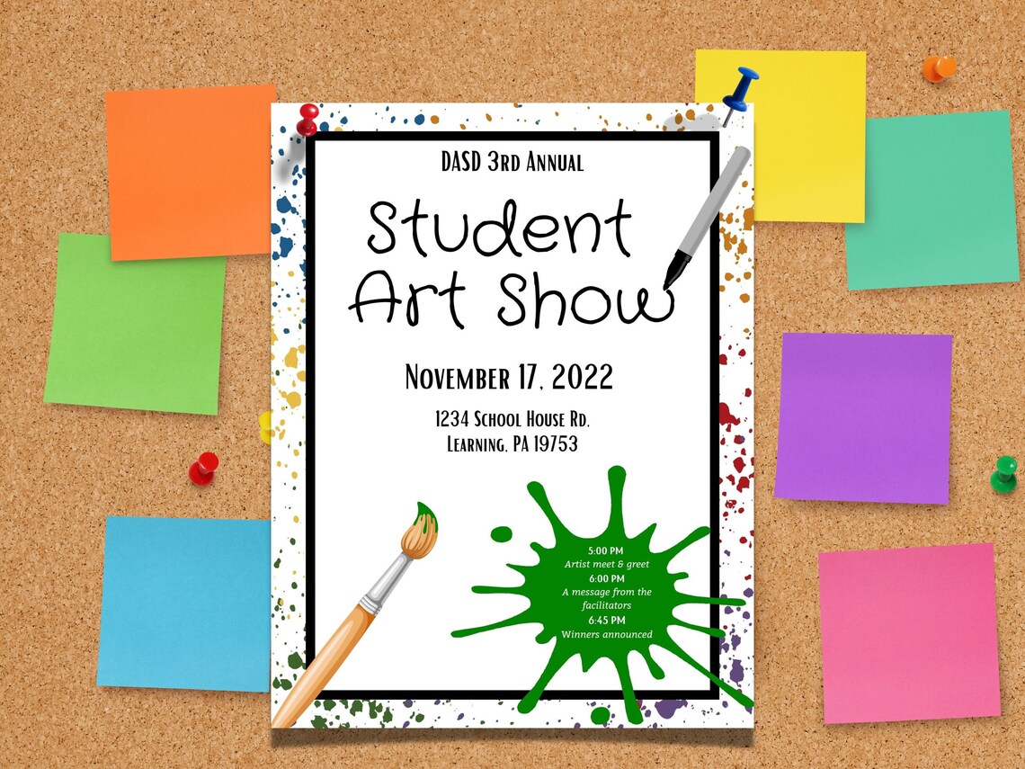 Art Show Flyer Template, Digital Download, Editable Flyer Template - Etsy