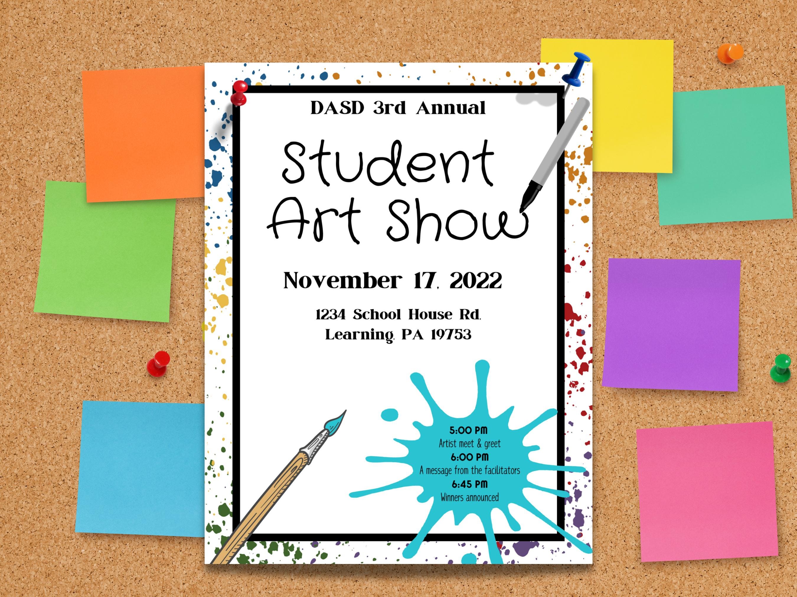 Art Show Flyer Template, Digital Download, Editable Canva Flyer ...