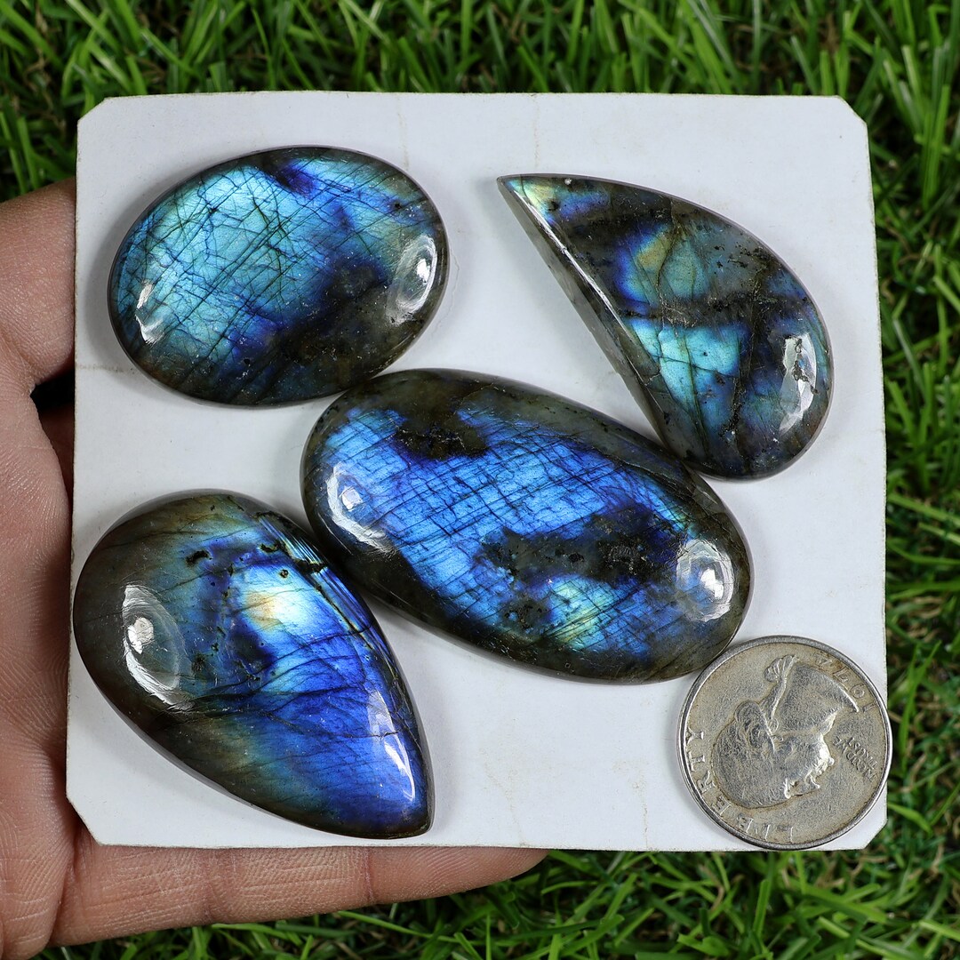 100% Natural Blue Labradorite Gemstone, 4 Pieces of 365 Carat, AAA ...