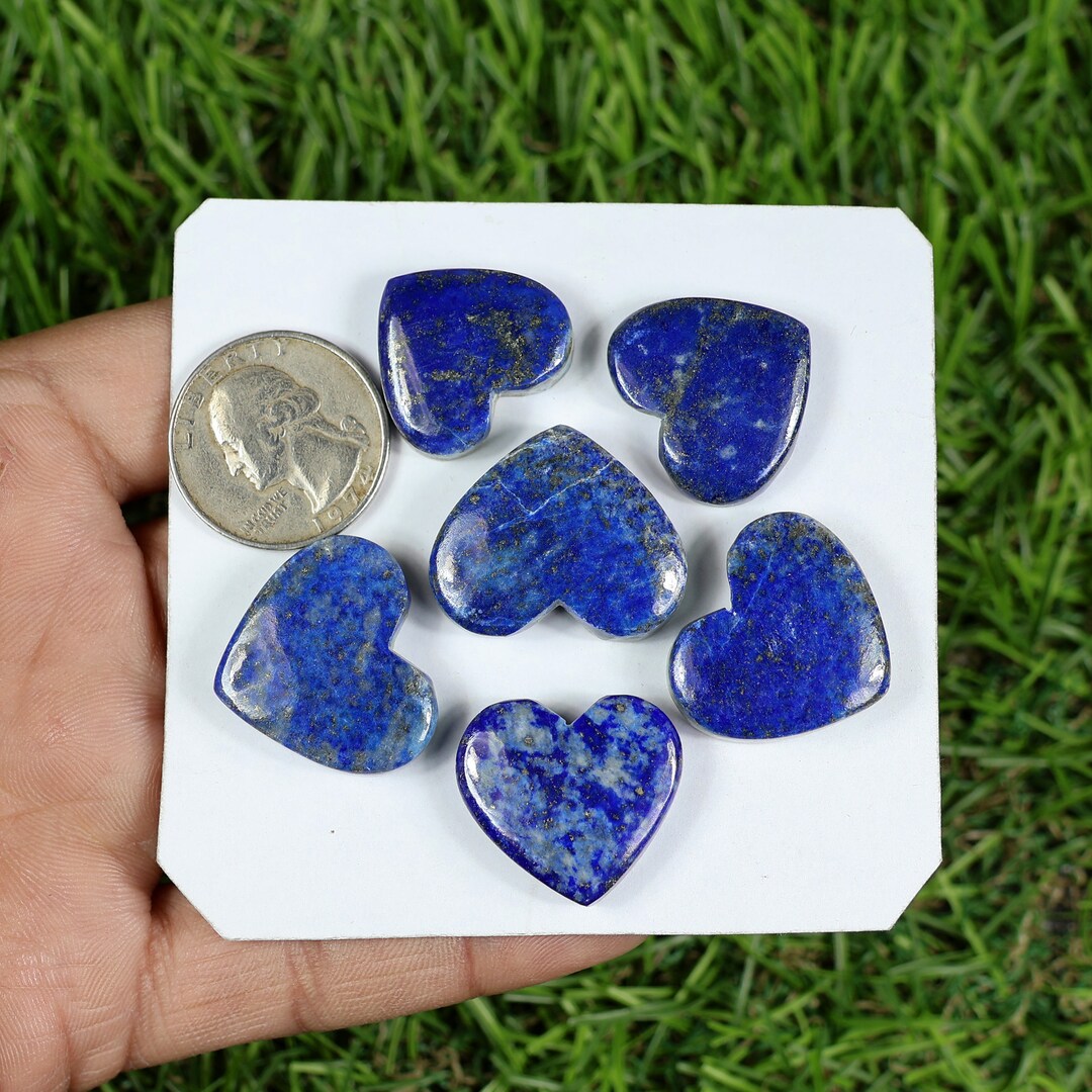 Lapis Lazuli Heart Shape Gemstone 6 Pieces 205 Carat 23x28mm Blue Lapis ...