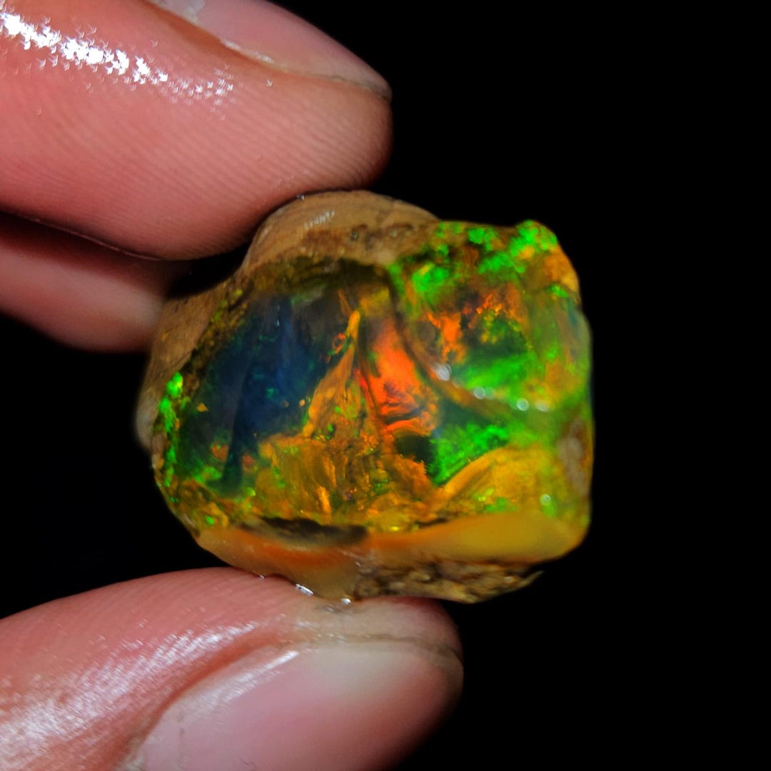 Rough Opal, Raw Opal Gemstone, Natural Multi Fire Opal Slice, Handmade ...