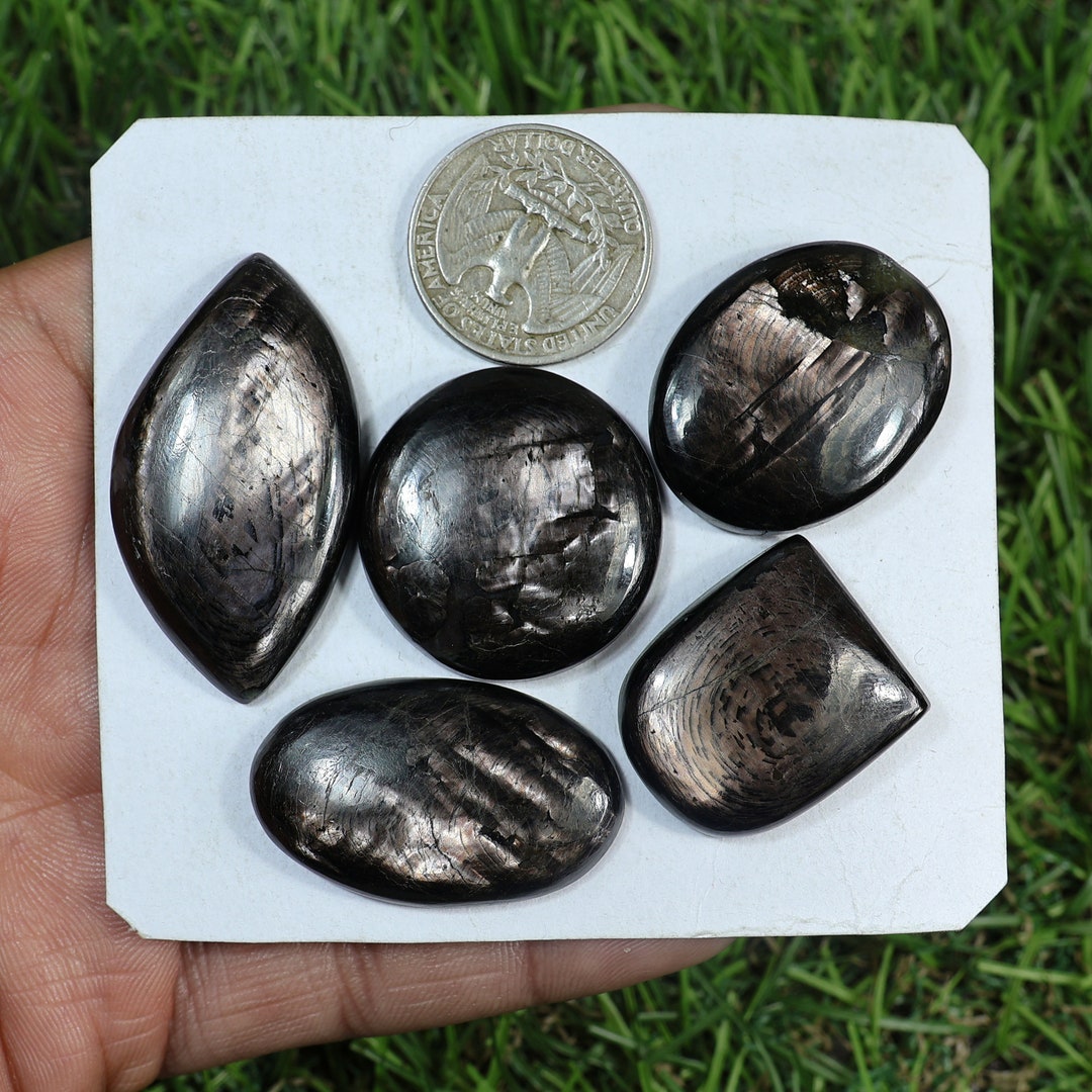 Black Hypersthene Gemstone Lot, 5 Pieces 300 Carat, Flashy Hypersthene ...