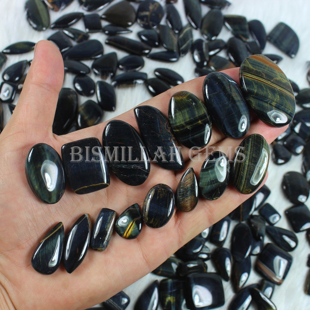 Blue Tiger Eye Gemstone, Smooth Hand Polished Natural Blue Tiger Eye ...