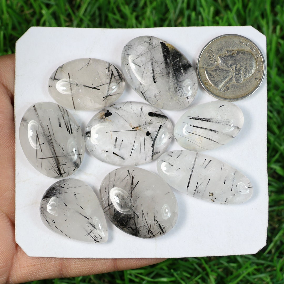 Natural Black Rutile Gemstone, 8 Pieces 251 Carat, Crystal Black Rutile ...