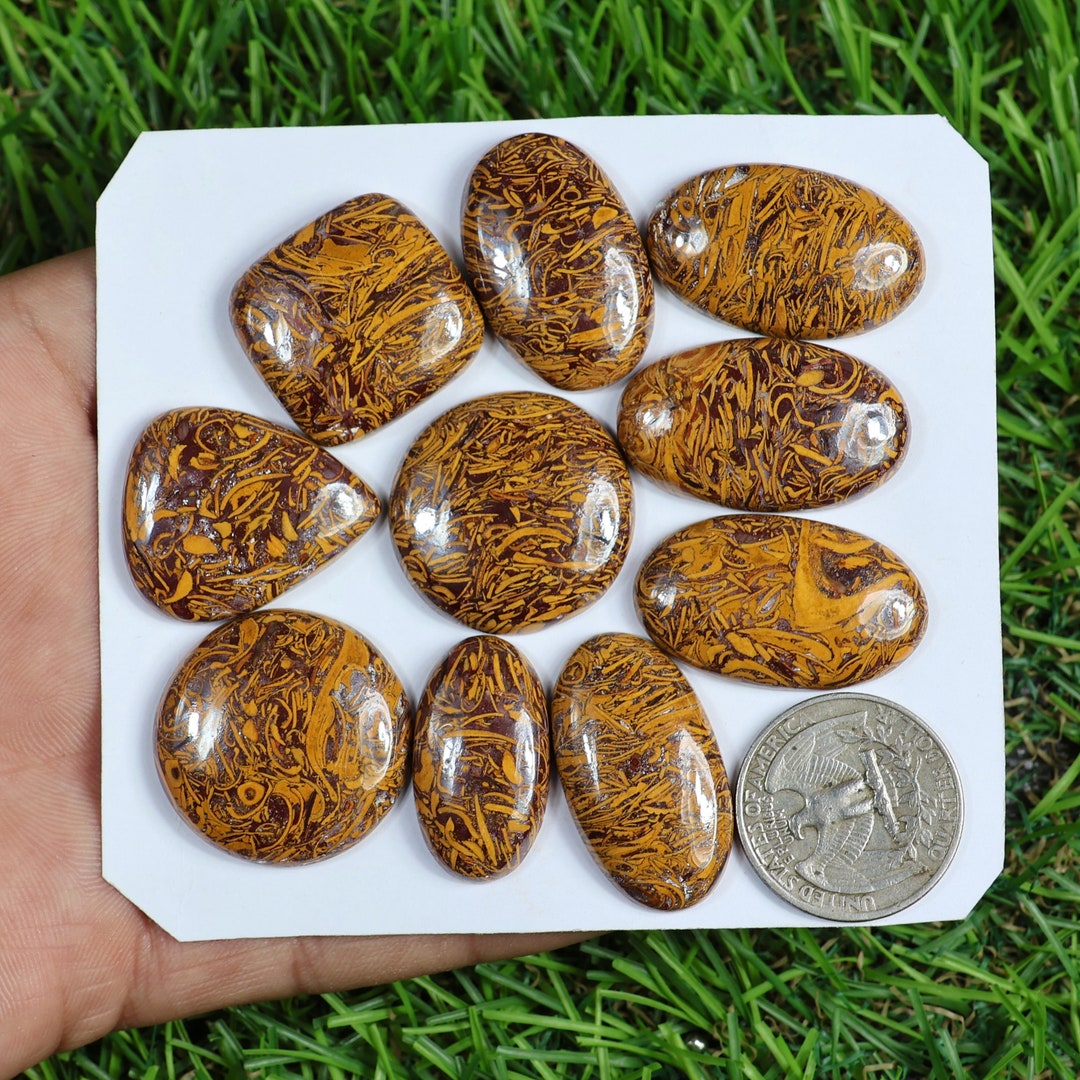 Yellow Maryam Jasper Gemstone, 10 Pieces 295 Carat, Mix Shape Mariam ...