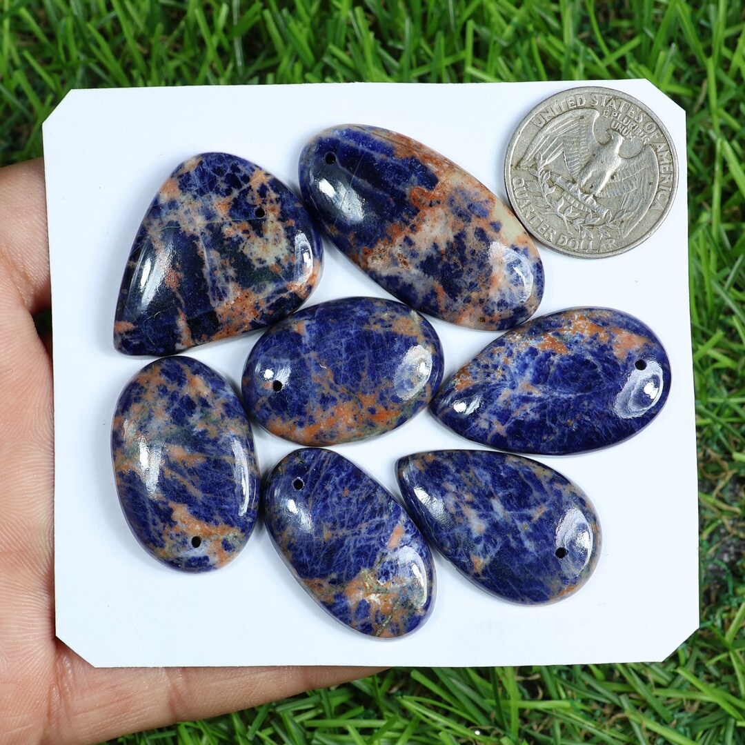Blue Sodalite Gemstone 7 Pieces 220 Carat, Mix Shape Sodalite Cabochon ...