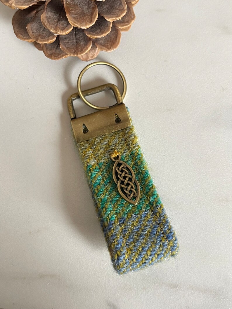 Harris Tweed Keychain With Celtic Knot, Irish Charm, Celtic Keepsake ...