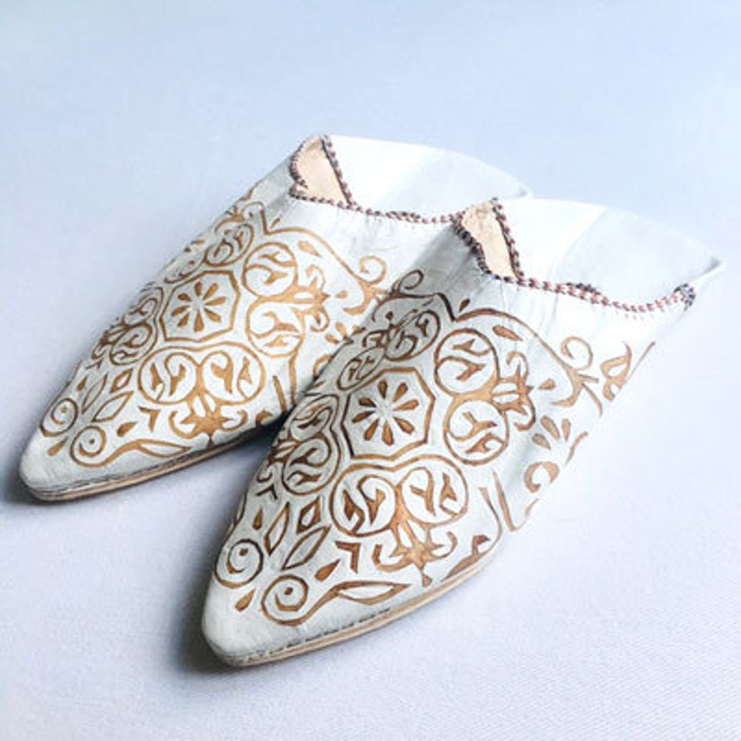 Babouche marocaine femme SADI blanche - Etsy France