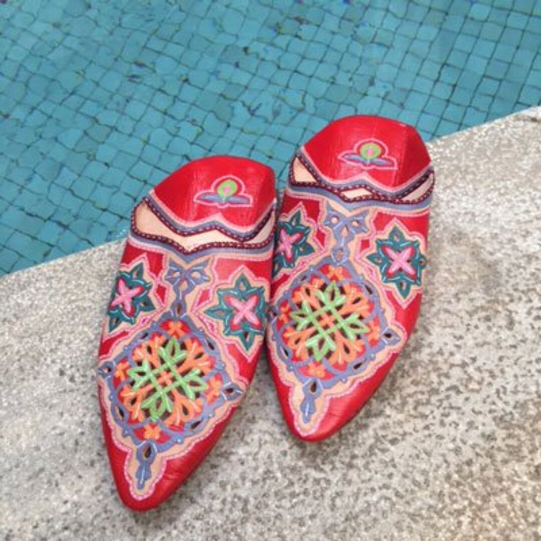 Moroccan Babouche ALI Red - Etsy