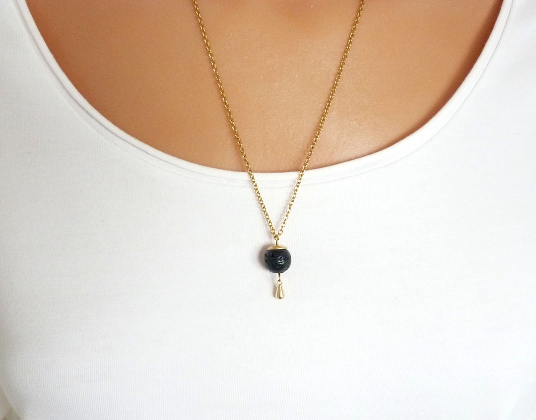 Lava Bead on Gold-plated Stainless Steel Chain, Diffuser Chain, Aroma ...