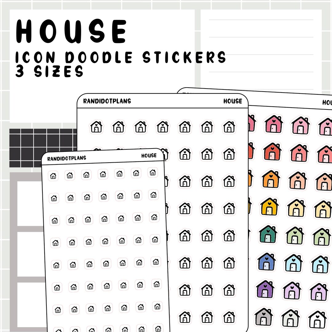 House - Hand Drawn Icon Stickers for Your Paper Planner - Etsy
