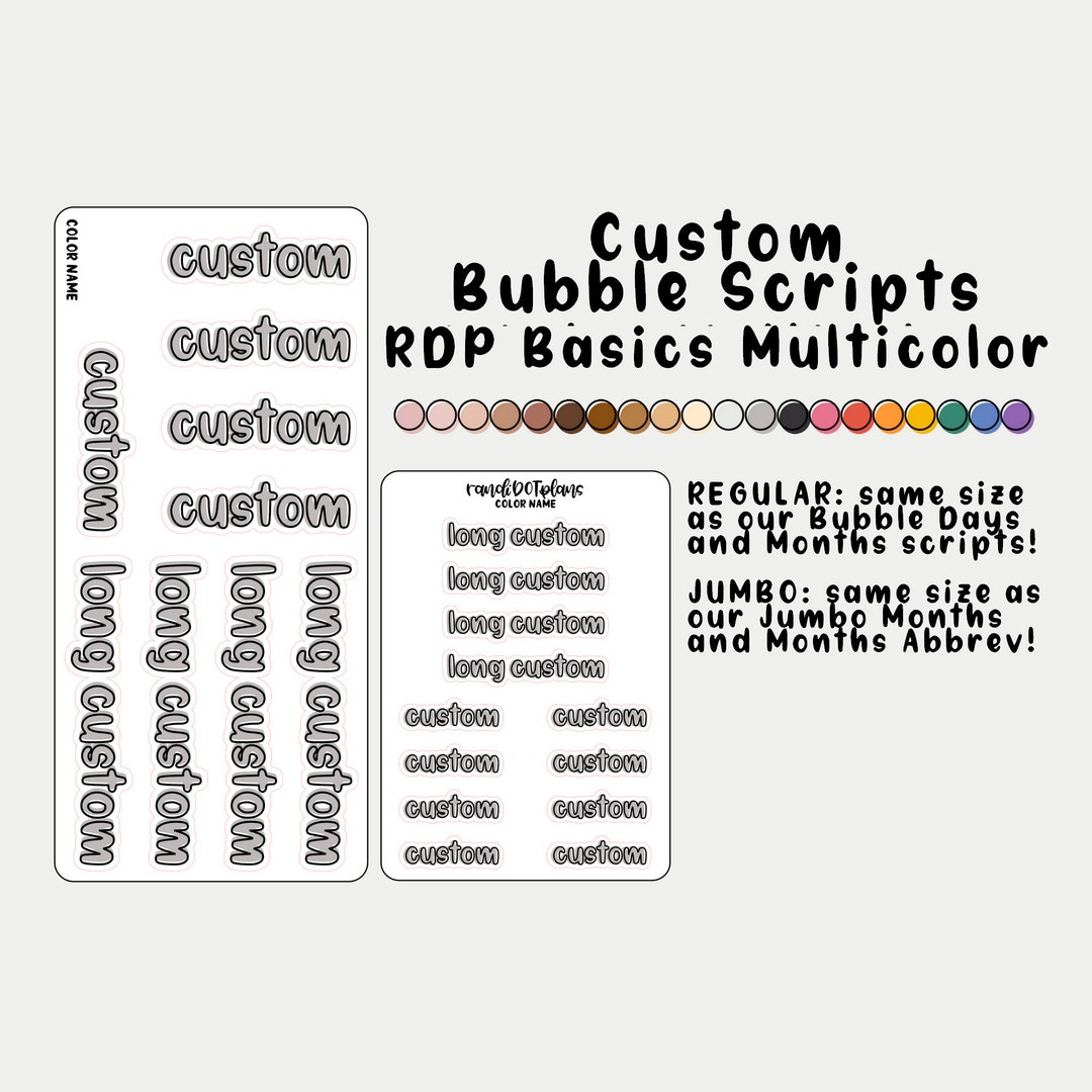 Custom Bubble Scripts - RDP Basics Multicolor - Etsy Custom Bubble Scripts - RDP Basics Multicolor - Etsy