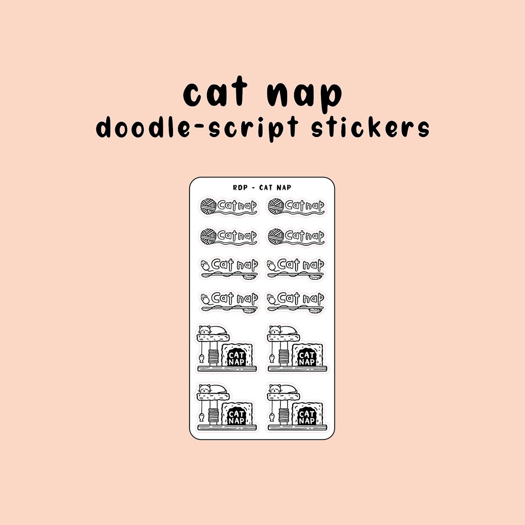 Cat Nap - Doodle-script Stickers - Etsy