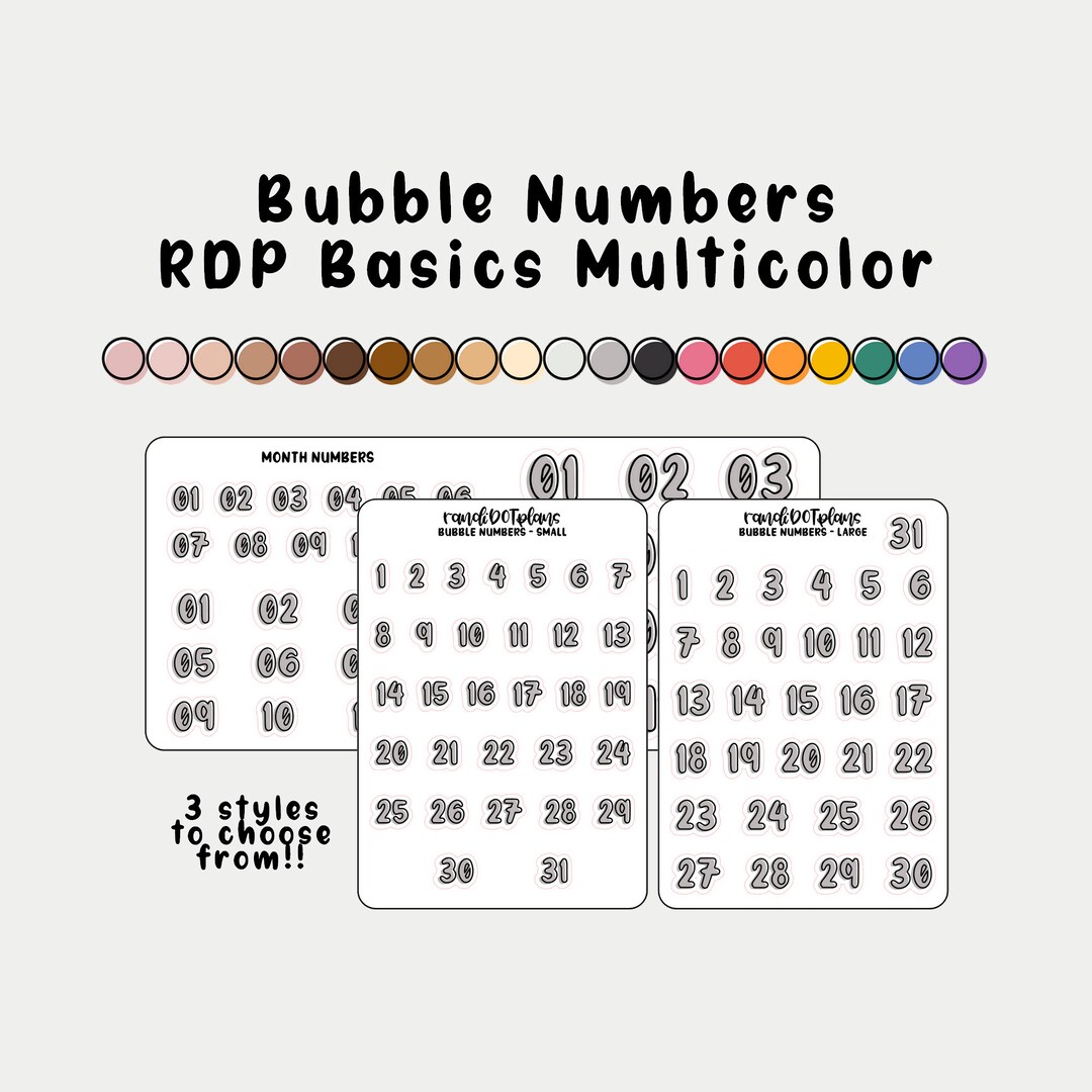 Bubble Numbers - RDP Basics Multicolor - Etsy Bubble Numbers - RDP Basics Multicolor - Etsy