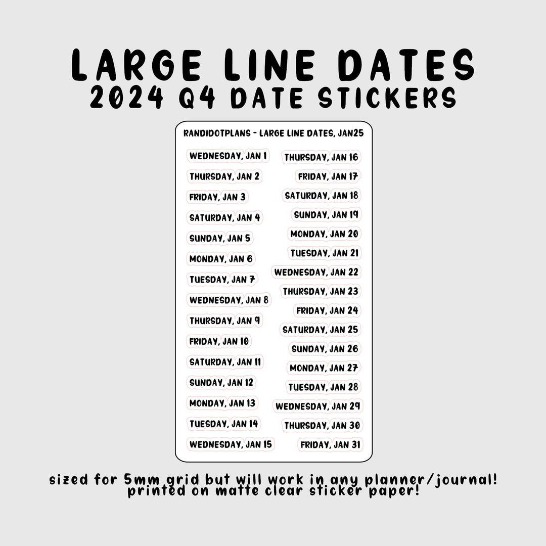 2024 Large Line Dates 2025 Style - Etsy