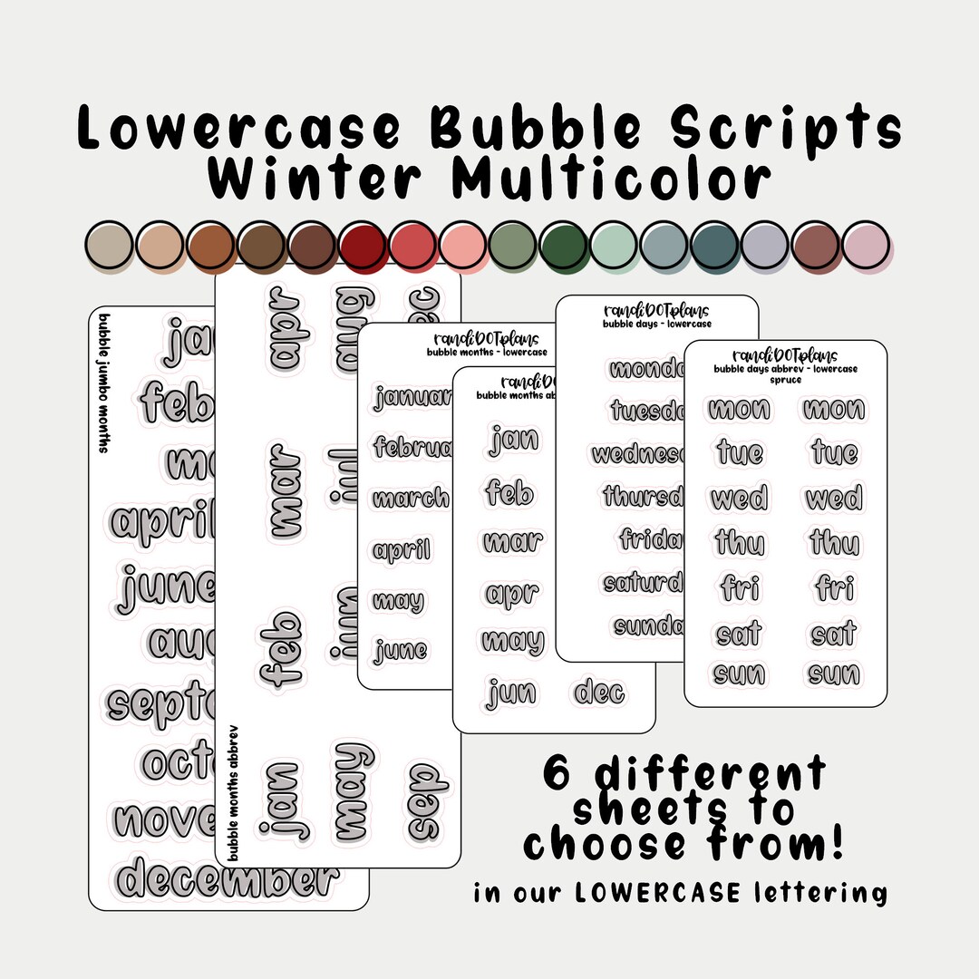 Lowercase Bubble Scripts Winter Multicolor - Etsy