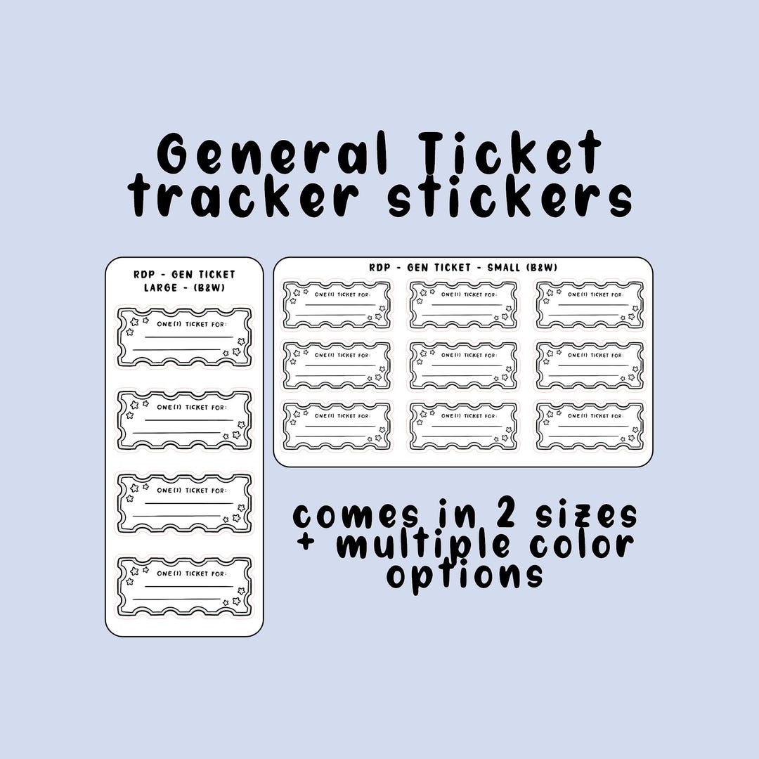 General Ticket - Tracker Stickers - Etsy