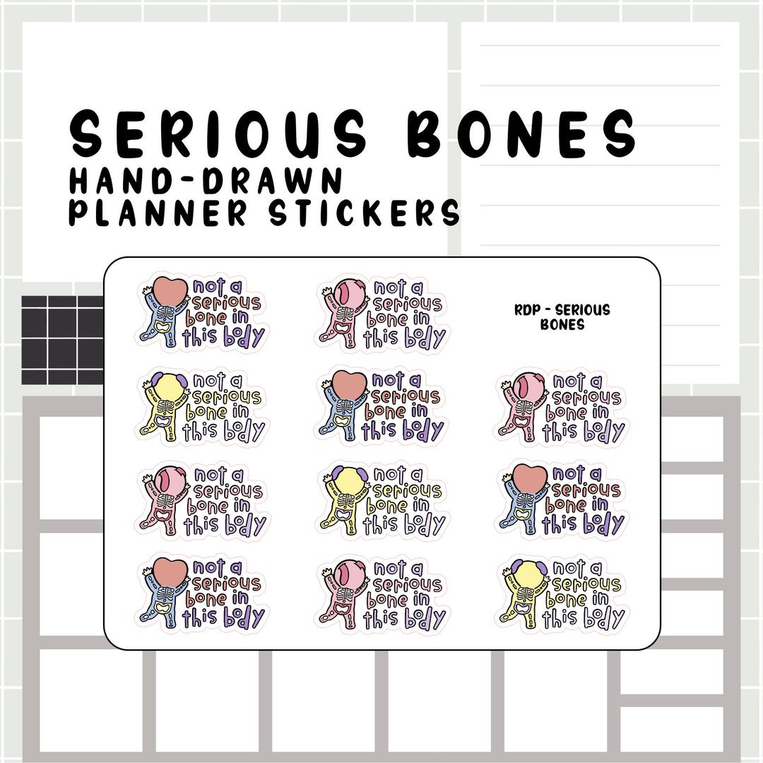 Serious Bones - Hand Drawn Planner Stickers - Etsy