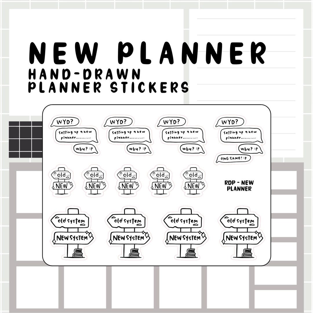 New Planner - Hand Drawn Planner Stickers - Etsy