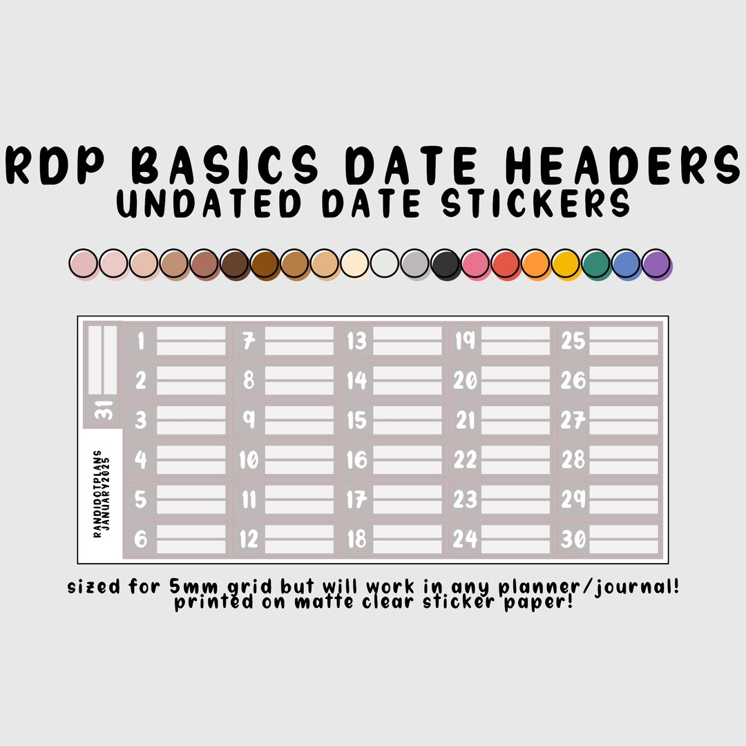 Undated/2024 Date Headers RDP Basics Multicolor - Etsy Undated/2024 Date Headers RDP Basics Multicolor - Etsy