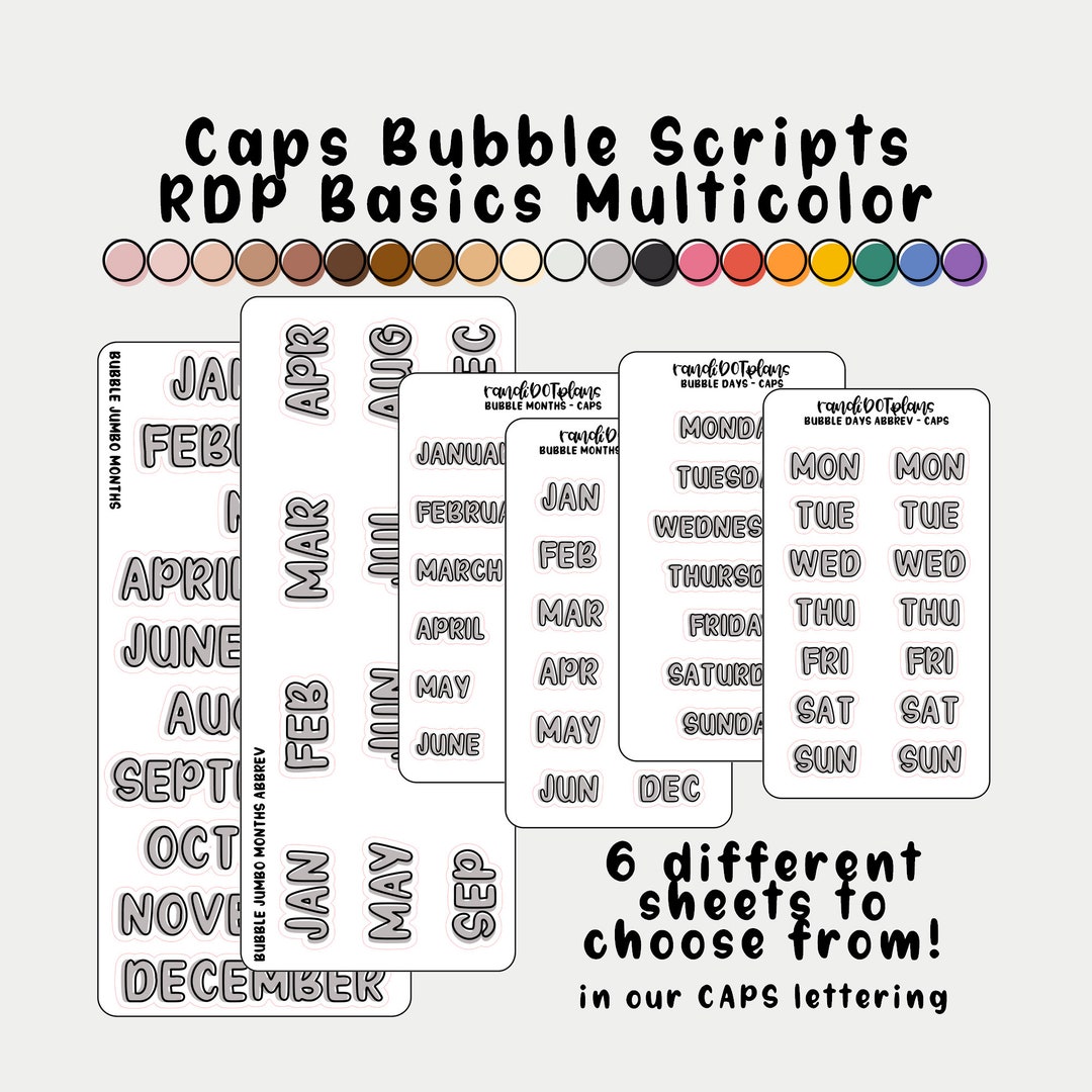 Caps Bubble Scripts RDP Basics Multicolor - Etsy Caps Bubble Scripts RDP Basics Multicolor - Etsy
