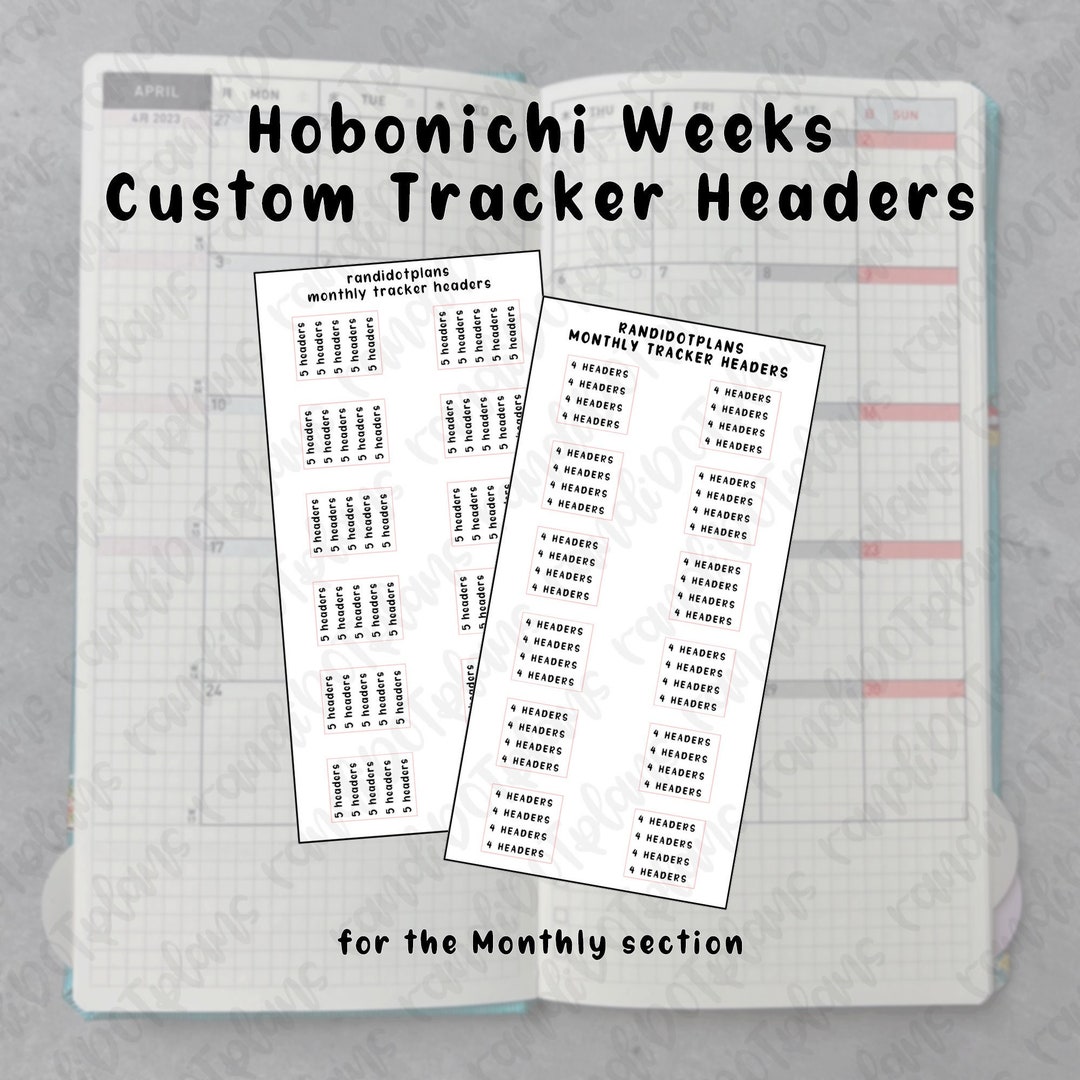 Custom Tracker Headers - Hobo Weeks, Monthly - Etsy