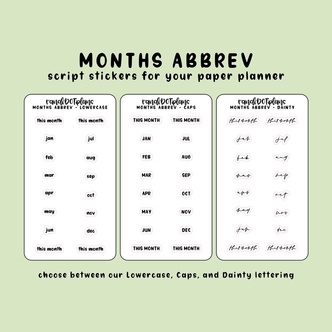 Months Abbrev - Etsy