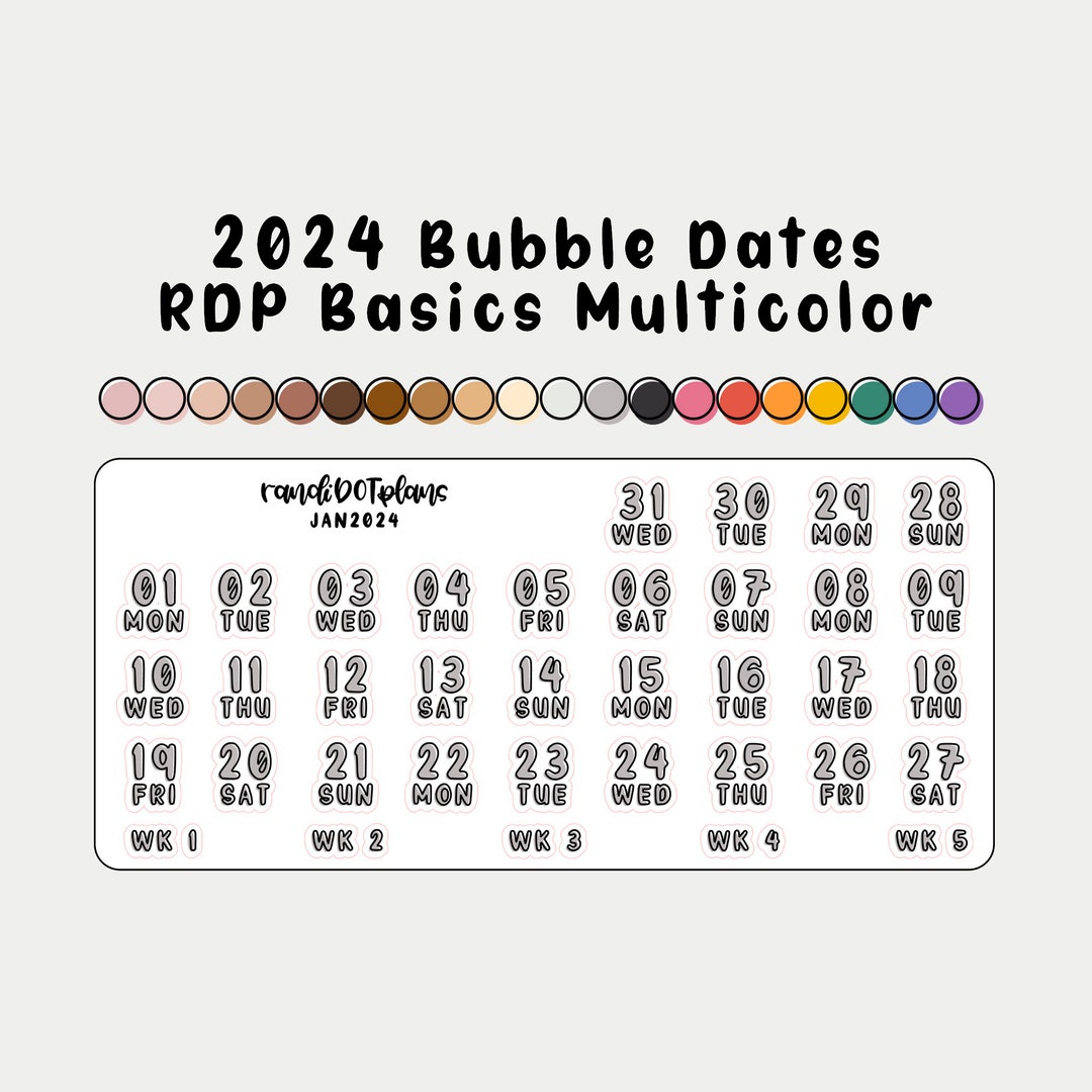 2024 Bubble Dates RDP Basics Multicolor - Etsy 2024 Bubble Dates RDP Basics Multicolor - Etsy