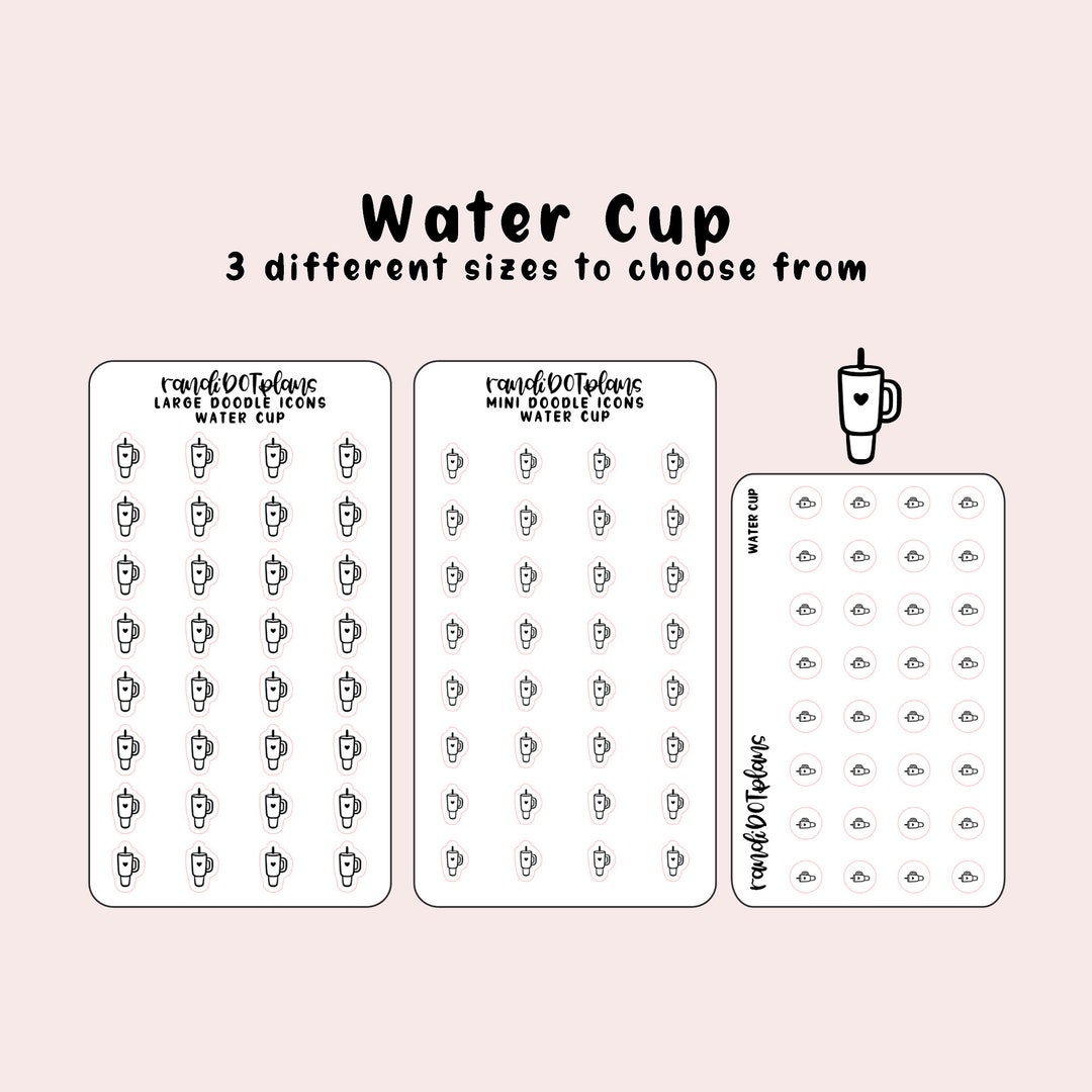 Water Cup - Hand Drawn Icon Stickers for Your Paper Planner - Etsy