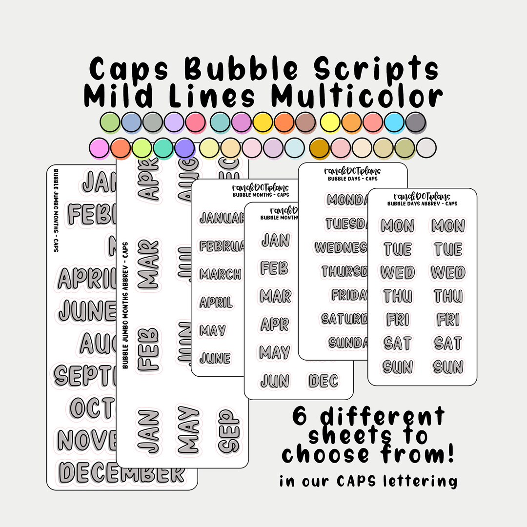 Caps Bubble Scripts Mild Liner Multicolor - Etsy