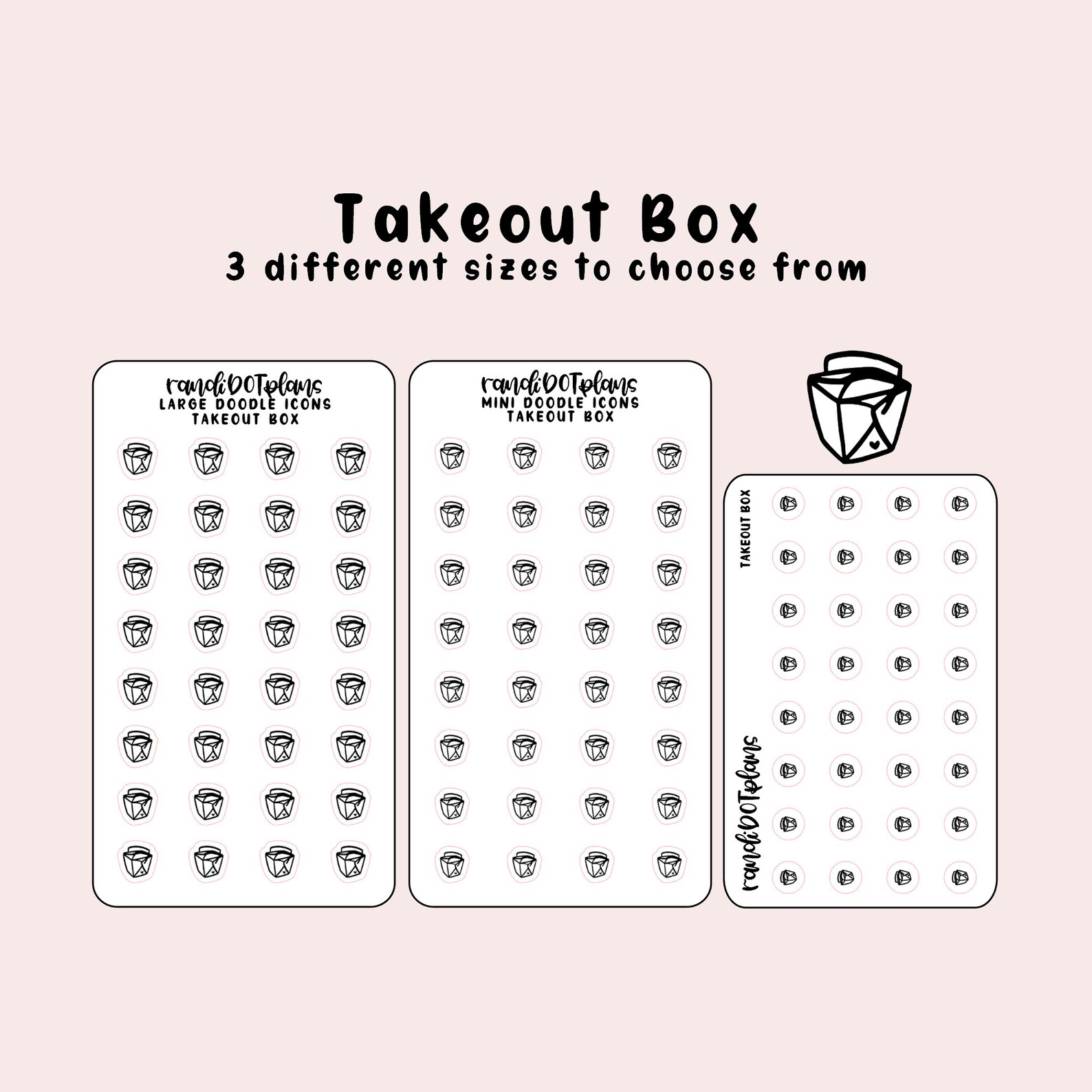Takeout Box Hand Drawn Icon Stickers for Your Paper Planner - Etsy