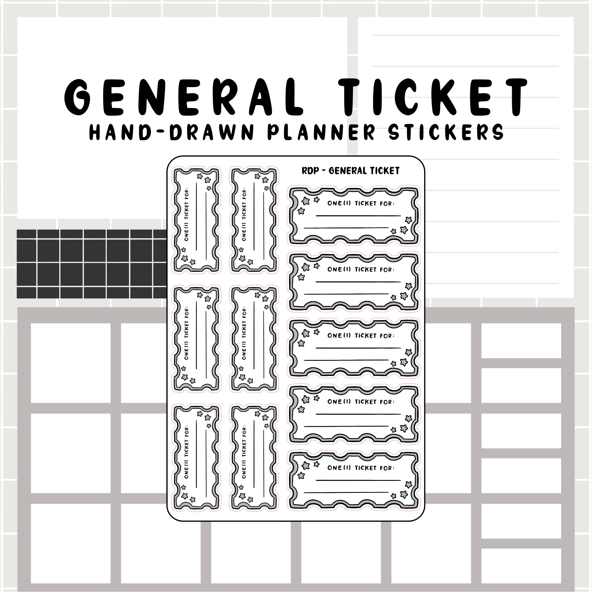 General Ticket - Tracker Stickers - Etsy