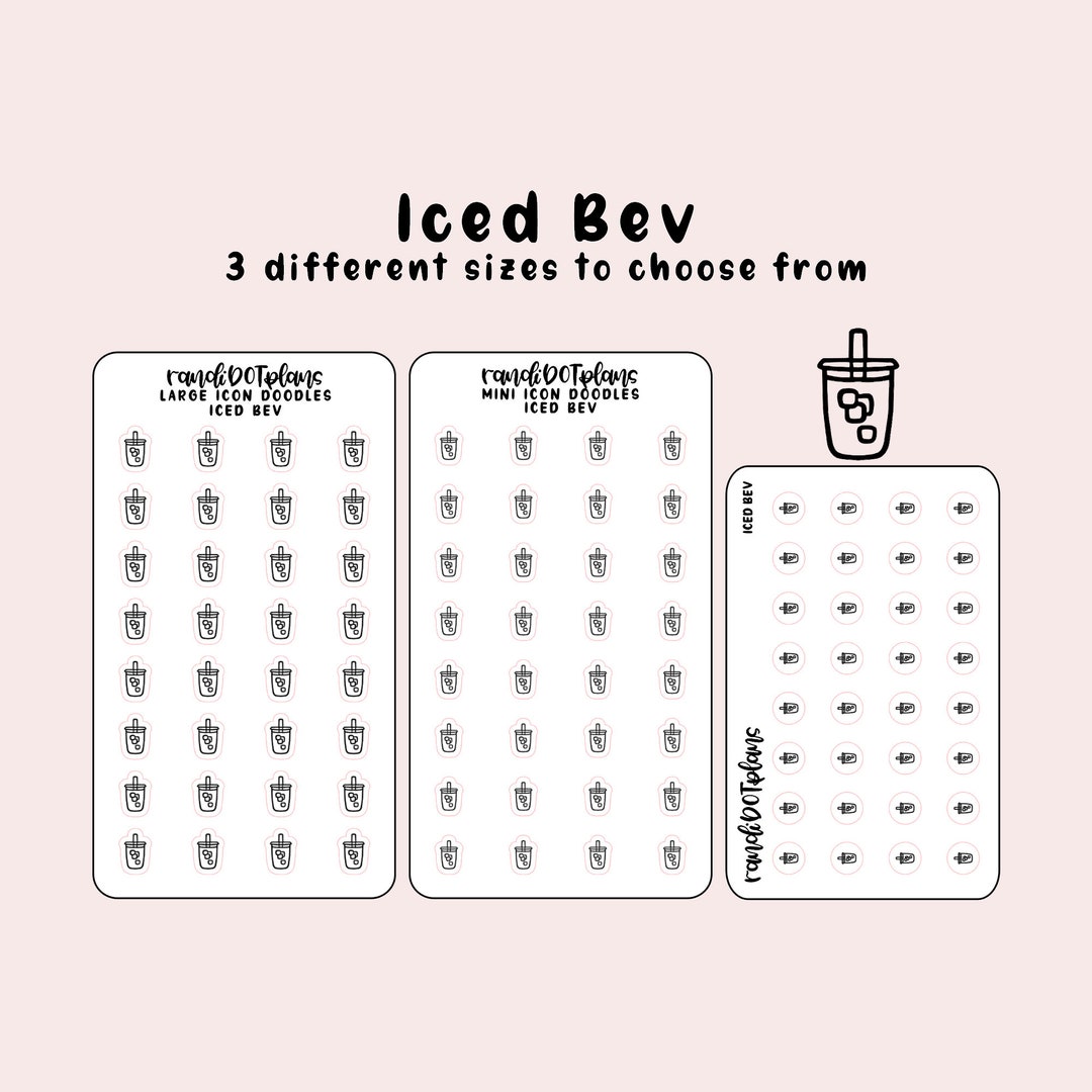Iced Bev - Hand Drawn Icon Stickers for Your Paper Planner - Etsy
