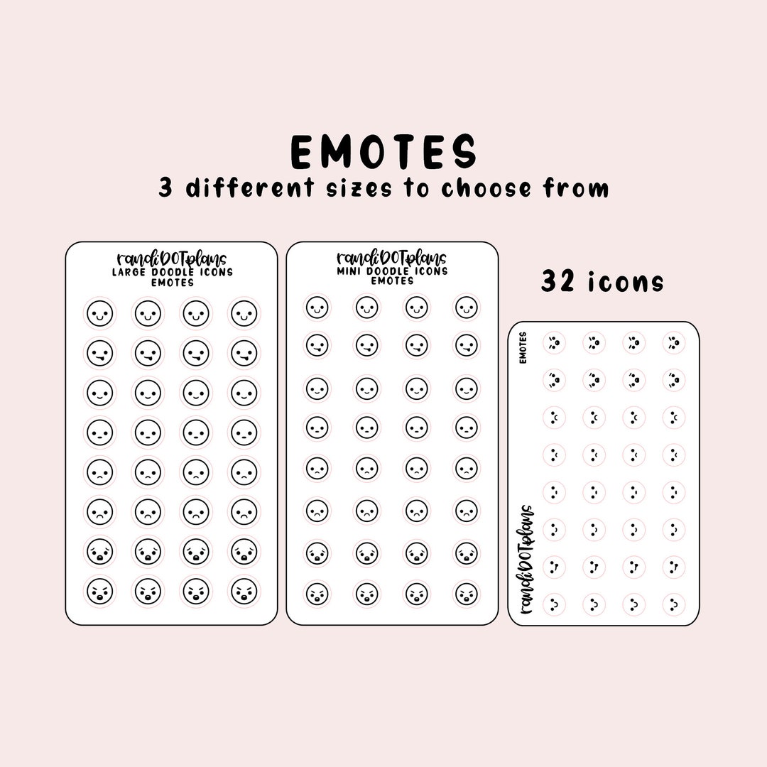 Emotes Hand Drawn Icon Stickers for Your Paper Planner - Etsy