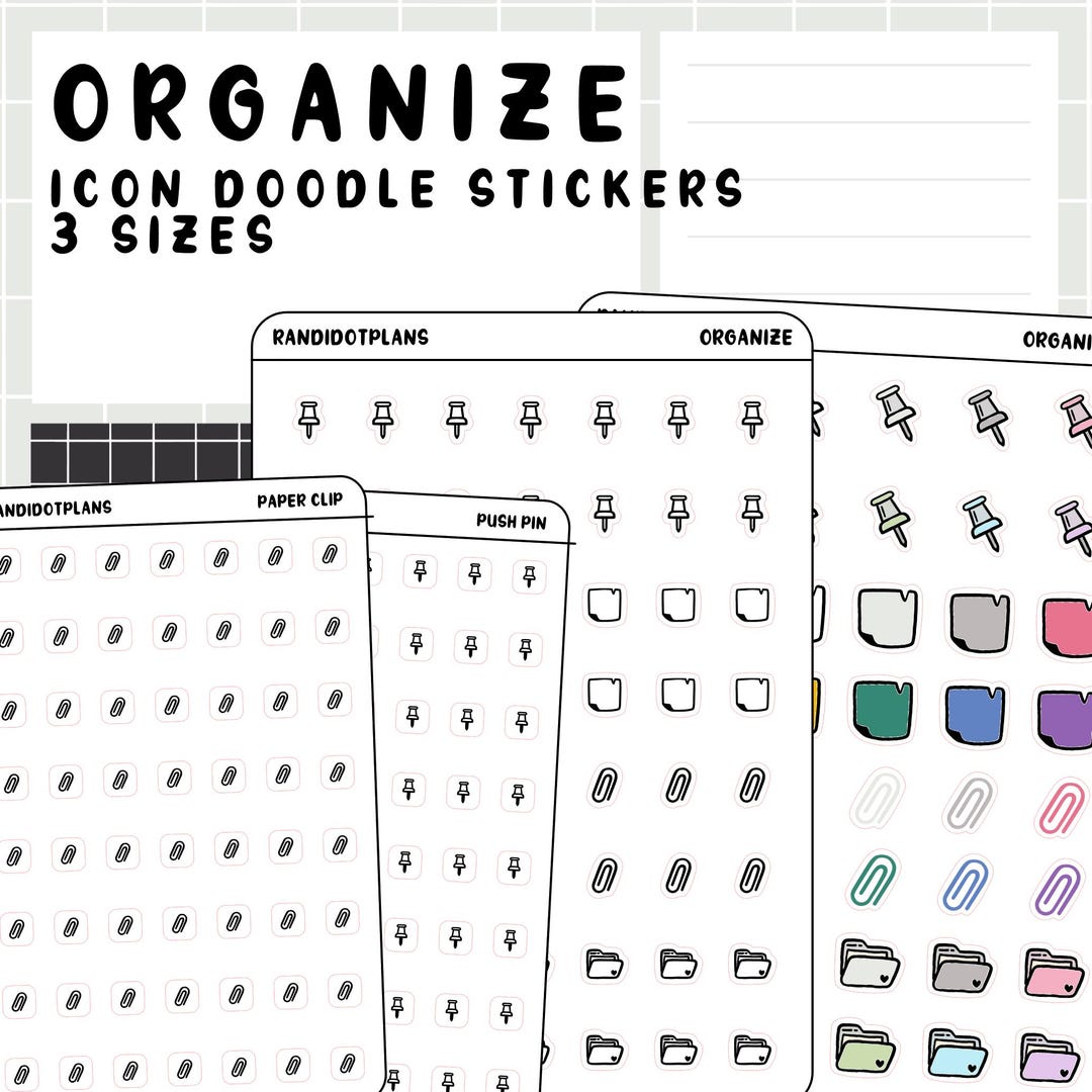 Organize - Hand Drawn Icon Stickers for Your Paper Planner - Etsy