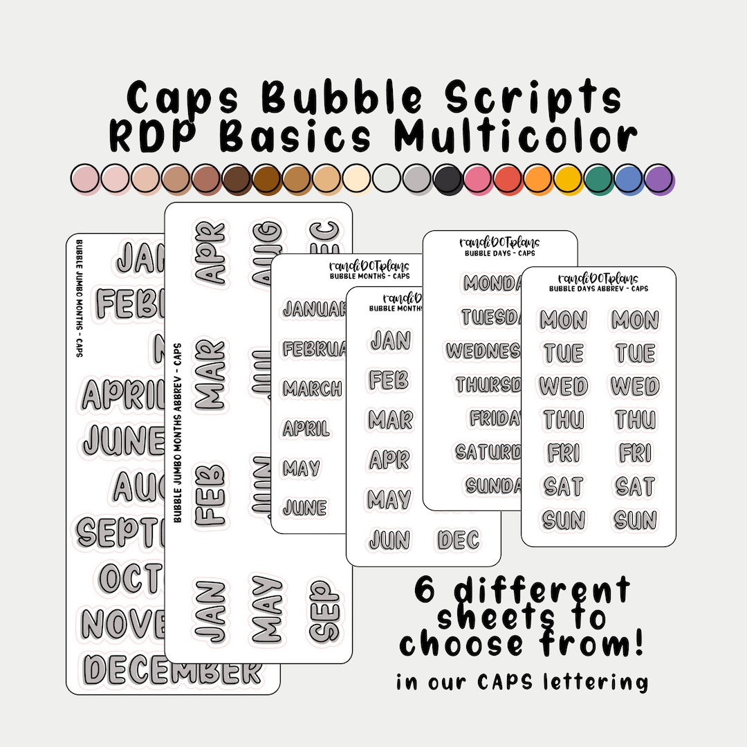 Caps Bubble Scripts RDP Basics Multicolor - Etsy Caps Bubble Scripts RDP Basics Multicolor - Etsy