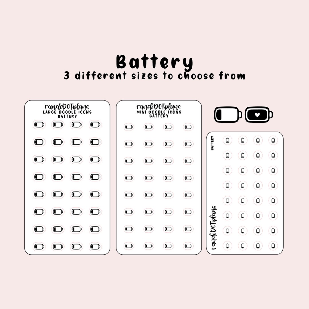 Battery - Hand Drawn Icon Stickers for Your Paper Planner - Etsy