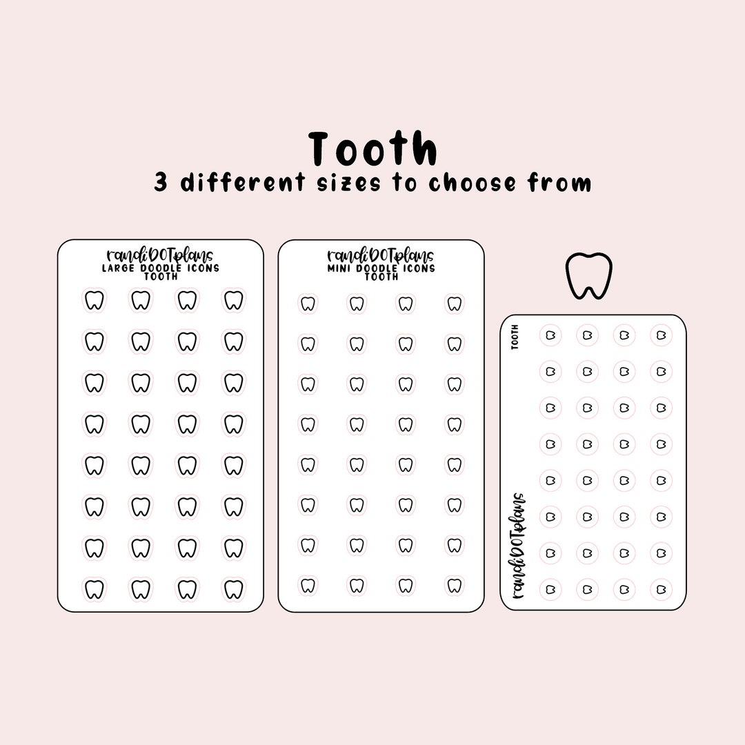 Tooth Hand Drawn Icon Stickers for Your Paper Planner - Etsy