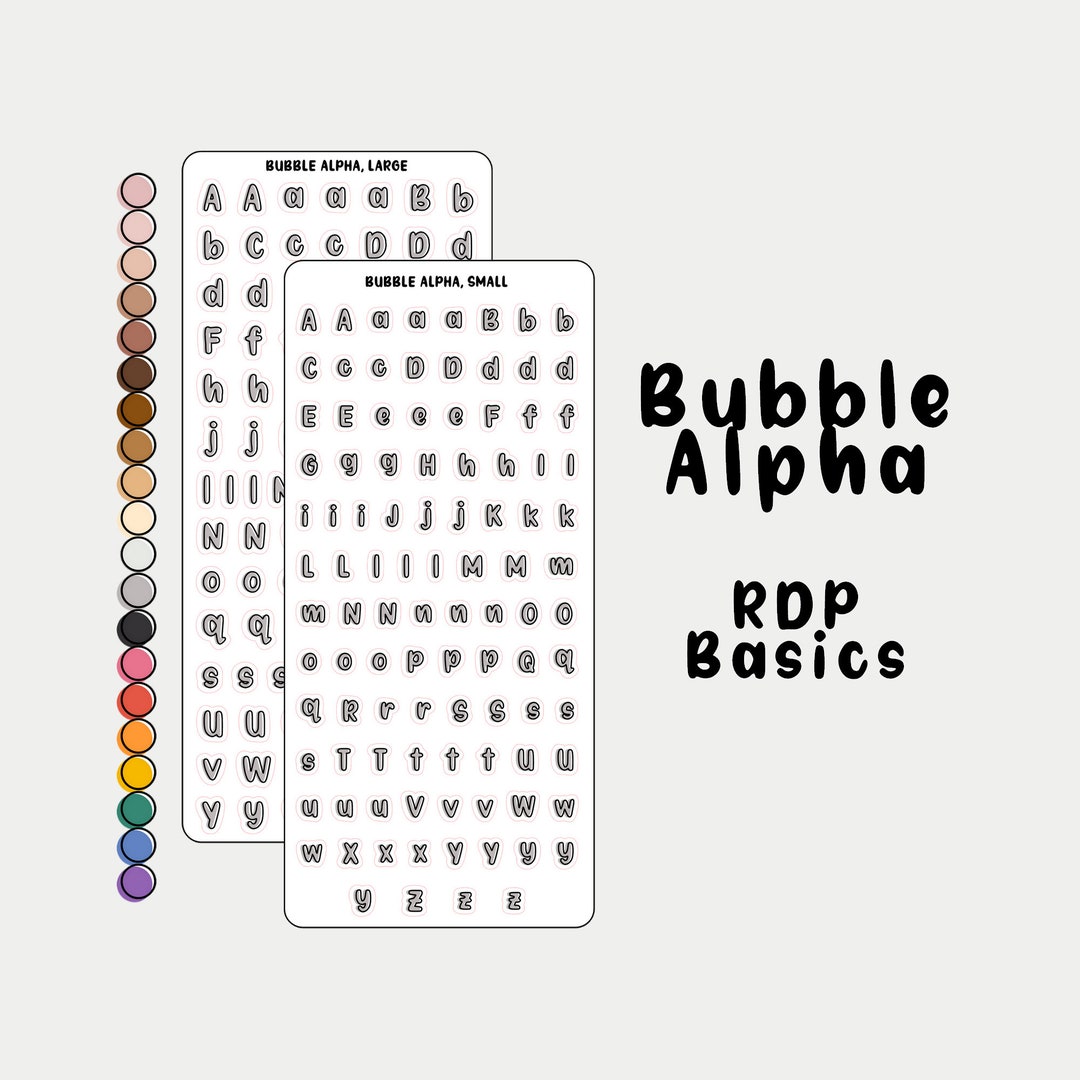 Bubble Alpha Stickers RDP Basics Multicolor - Etsy Bubble Alpha Stickers RDP Basics Multicolor - Etsy