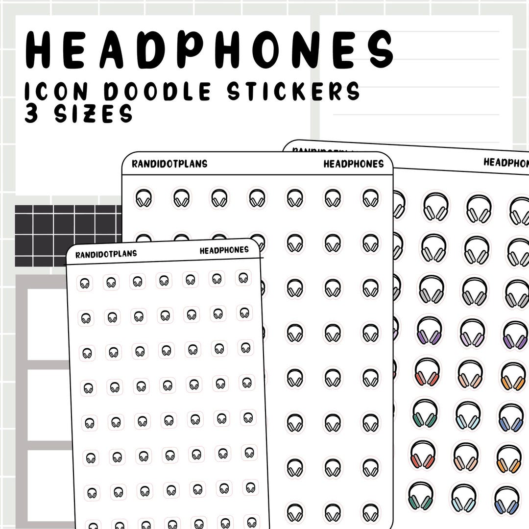 Headphones - Hand Drawn Icon Stickers for Your Paper Planner - Etsy