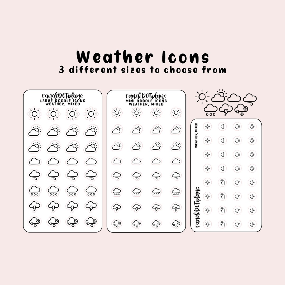 Weather Hand Drawn Icon Stickers for Your Paper Planner - Etsy