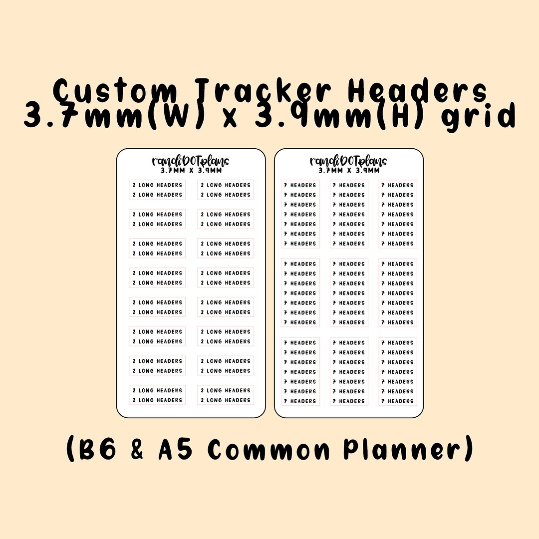 Custom Tracker Headers - 3.7mm(w) X 3.9mm(h) Grid - Etsy