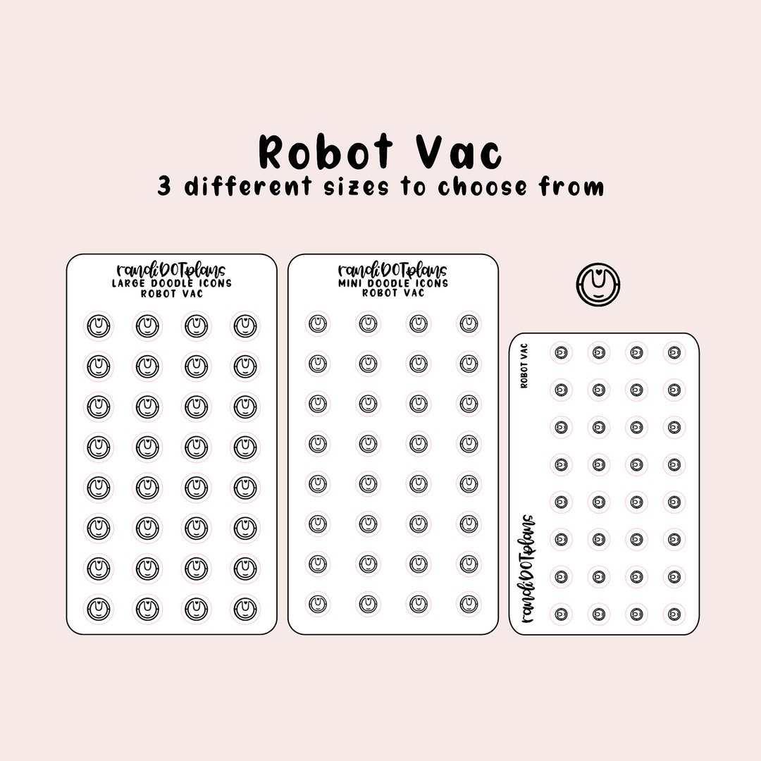 Robot Vac - Hand Drawn Icon Stickers for Your Paper Planner - Etsy
