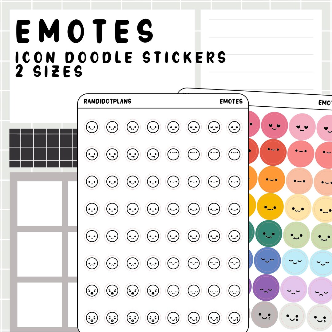 Emotes - Hand Drawn Icon Stickers for Your Paper Planner - Etsy