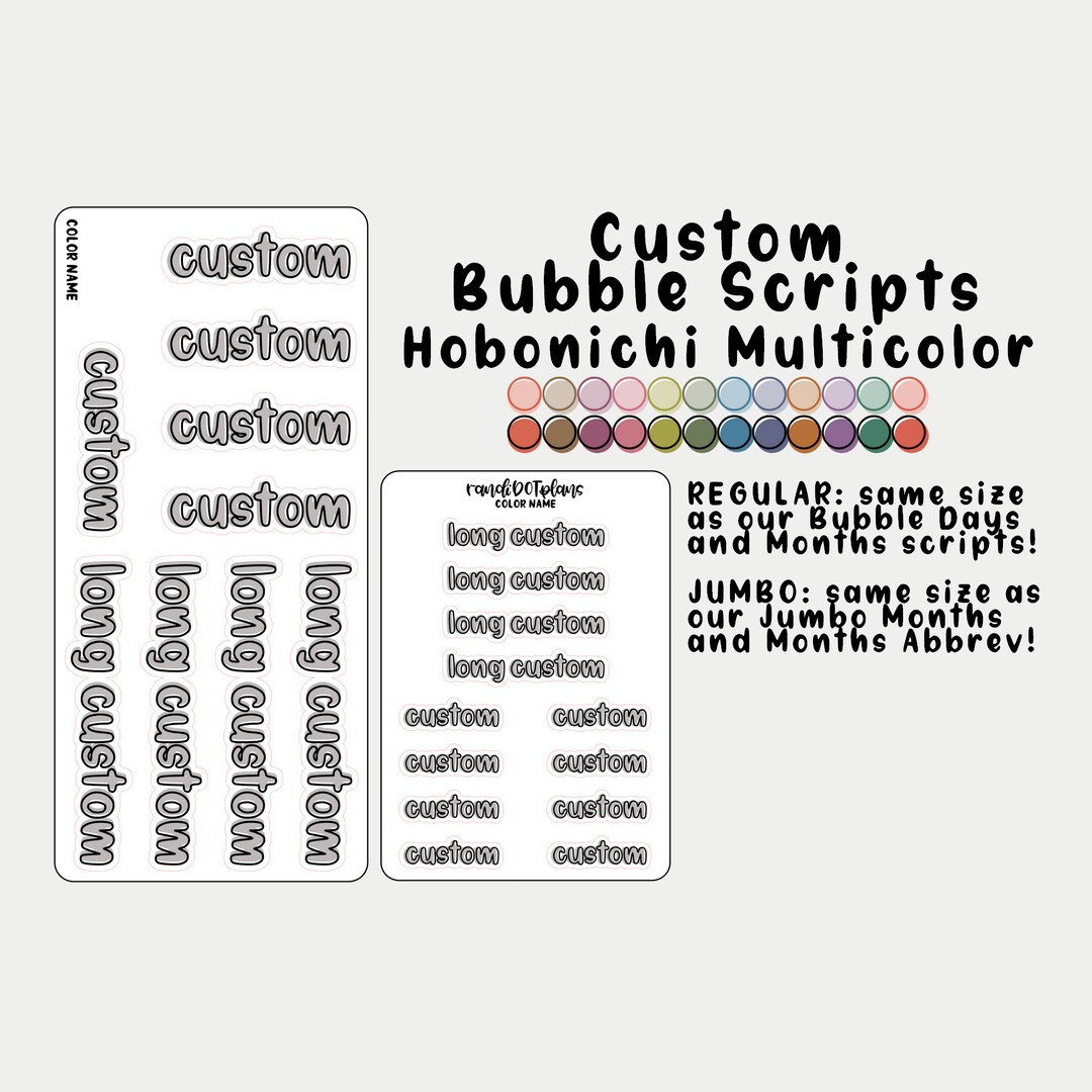 Custom Bubble Scripts Hobonichi Multicolor - Etsy