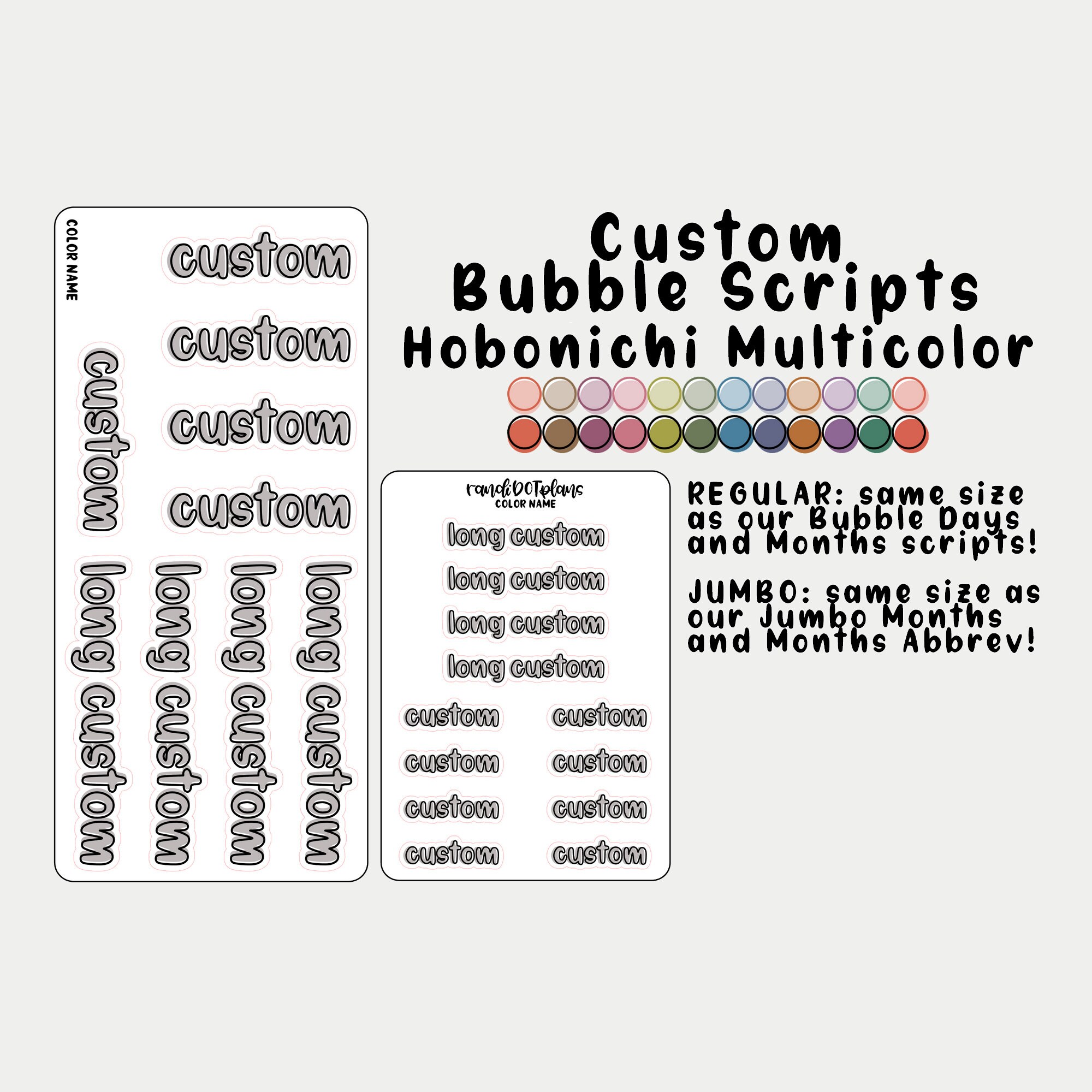 Custom Bubble Scripts Hobonichi Multicolor - Etsy
