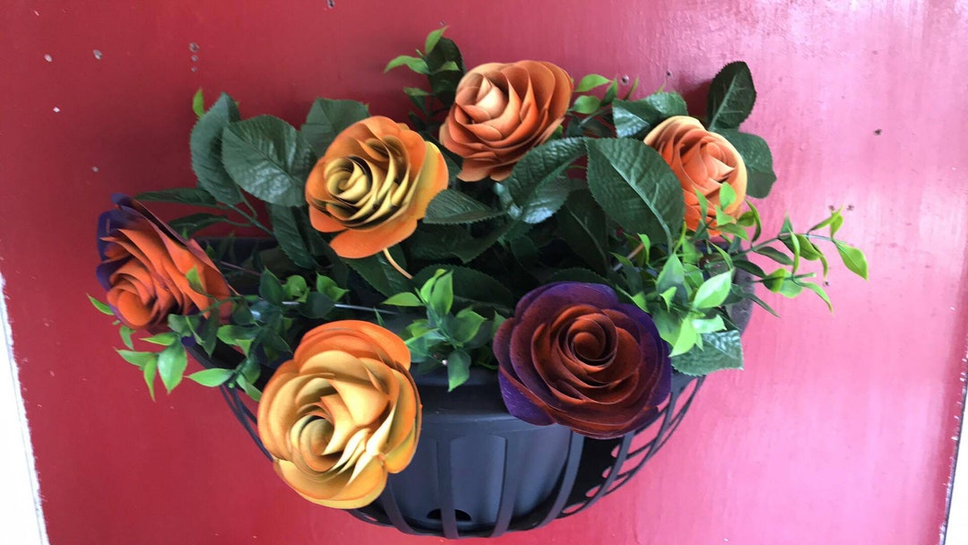 Half Round Wall Basket With 6 Roses - Etsy