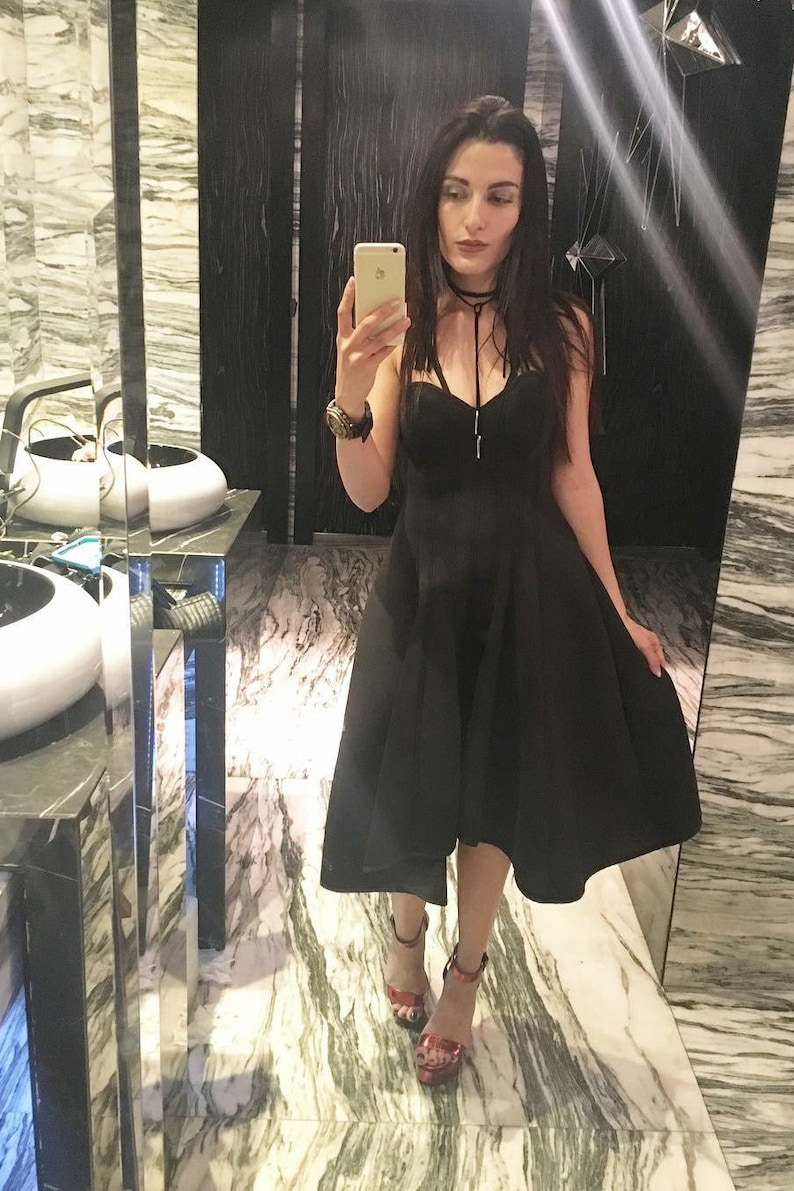 Black Neoprene Bdsm Dress Extravagant Elegant Evening Women Etsy 